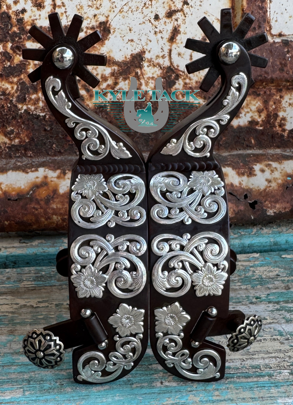 Balding Engraved Ladies Spurs – Texas Style – Kyle Tack