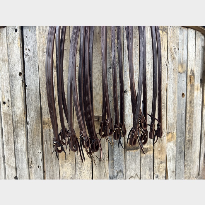 *Triple Thick* Double Stitched 5/8″ Oiled Split Reins – Kyle Tack
